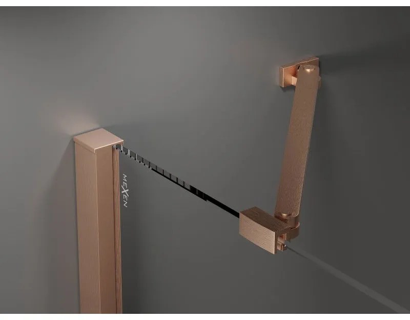 Mexen Velar Duo, sprchový kout s posuvnými dveřmi 100 x 100 cm, 8mm šedé sklo, měděná matná, 871-100-100-42-65