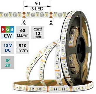 LED pásek McLED 12V RGBW CW studená bílá 12mm IP20 19,2W/m ML-123.634.60.0 (5m)
