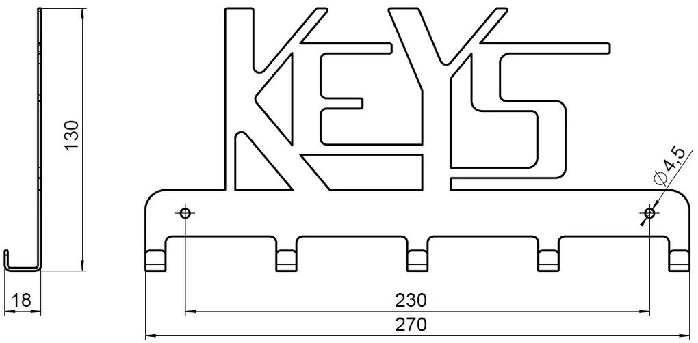 Nerezový věšák na klíče Keys