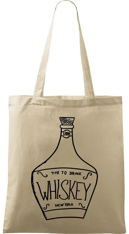 Plátěná taška Handy - Whiskey Barva tašky: PŘÍRODNÍ, Barva motivu: ČERNÁ