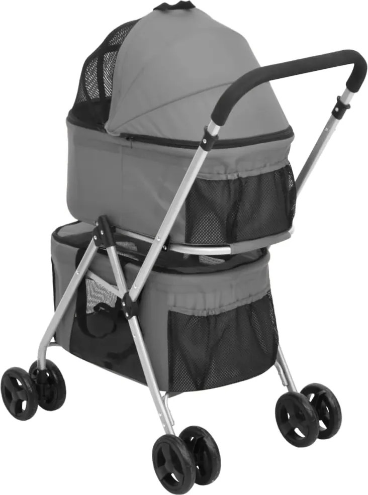 2patrový skládací kočárek pro psa šedý 83 x 48 x 97 cm oxford 172205