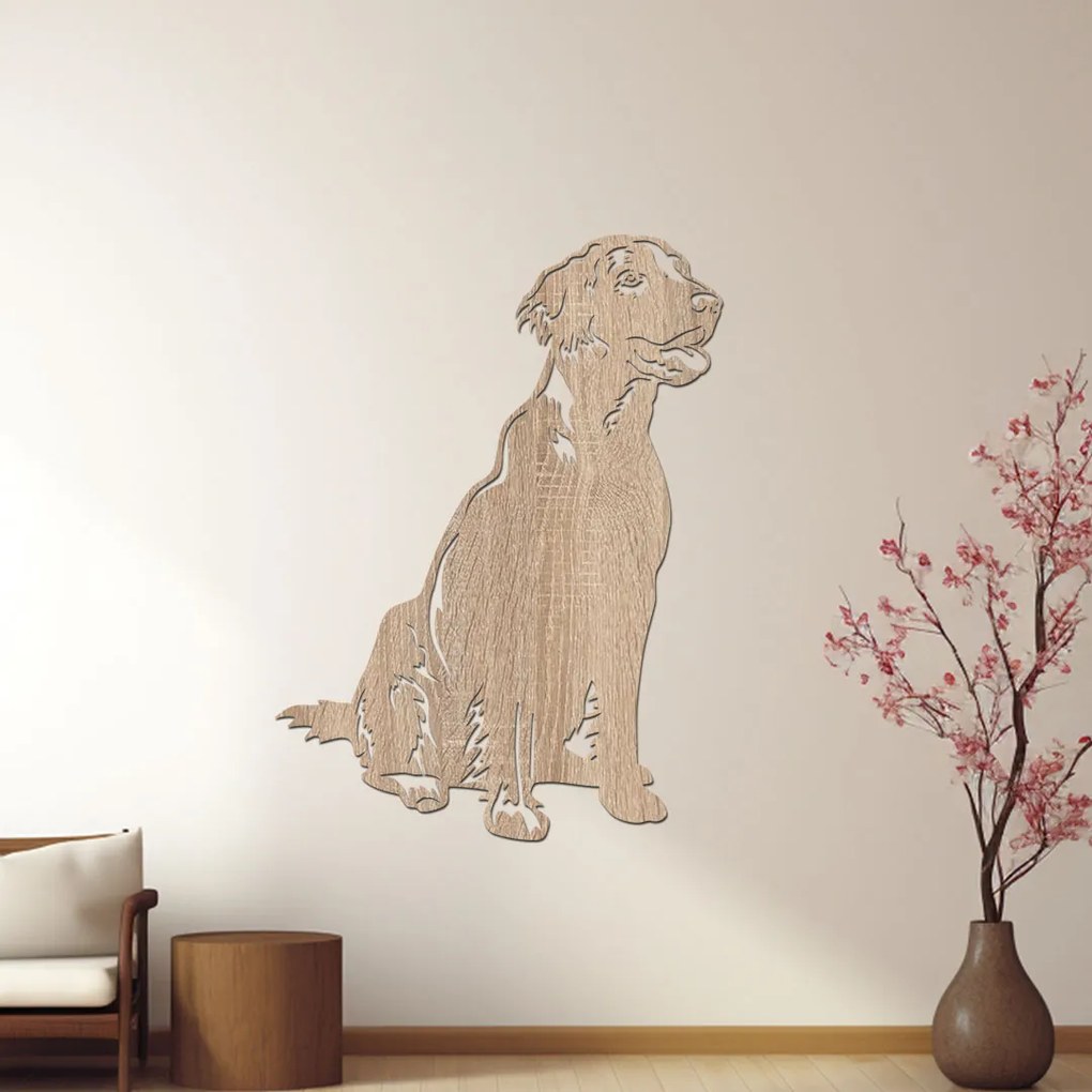 dřevo života Dřevěný obraz psa Flat coated retriever Rozměry (cm): 30x40, Barevný vzor: Šedá