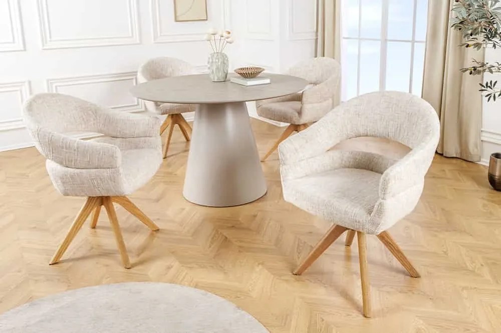 Designová otočná židle Yenibeth béžová / dub