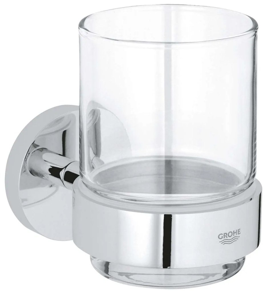 Grohe QuickFix Start - Sklenka na kartáčky a pastu, s držákem, sklo/chrom 41194000