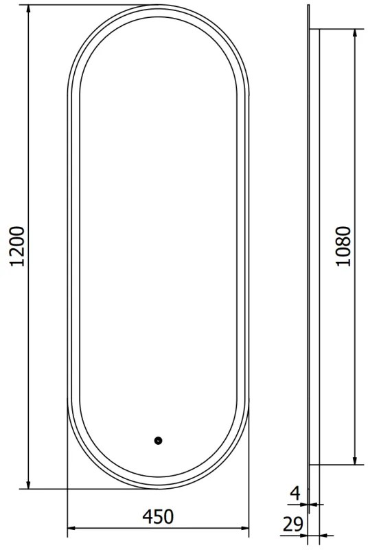 Mexen Bono, LED koupelnové zrcadlo s podsvícením 45 x 120 cm, 6000K, ochrana proti zamlžování, 9816-045-120-611-00