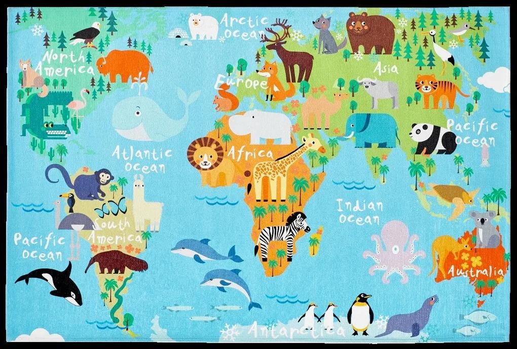 Obsession koberce Dětský kusový koberec Torino kids 233 WORLD MAP 160x230