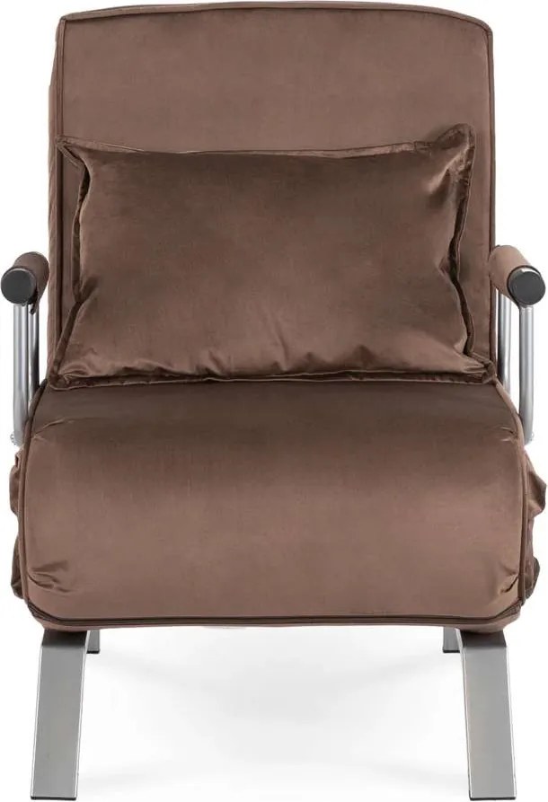 Rozkládací křeslo Halsin Velvet, hnědá
