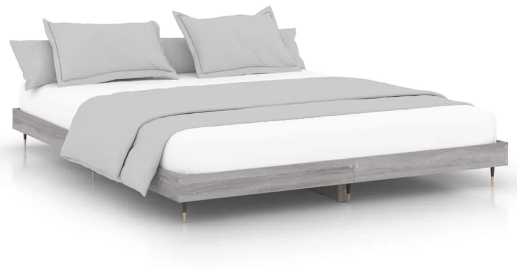 vidaXL Rám postele šedý sonoma 200 x 200 cm kompozitní dřevo