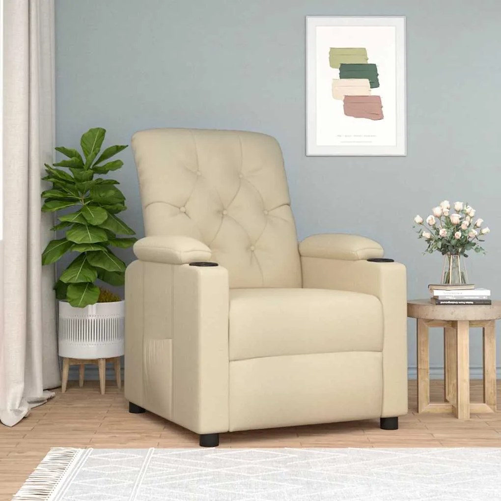 Polohovací křeslo krémové textil 339111