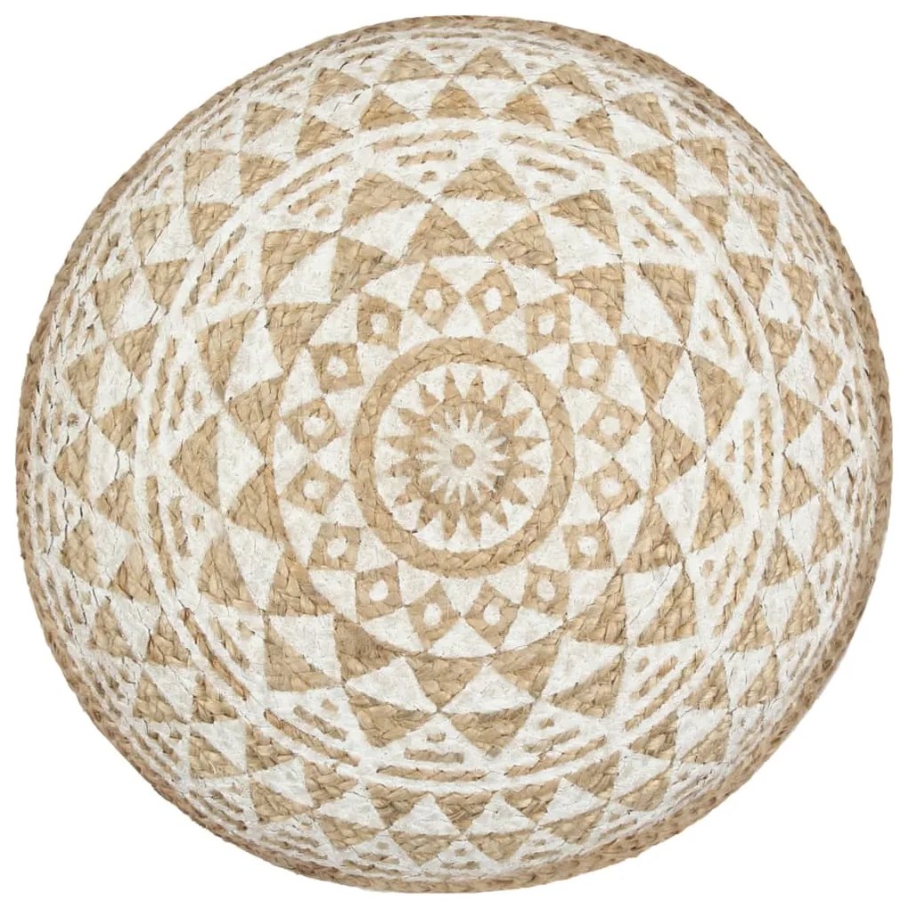 Ručně vyrobený sedací puf bílý 45 x 30 cm juta 248085