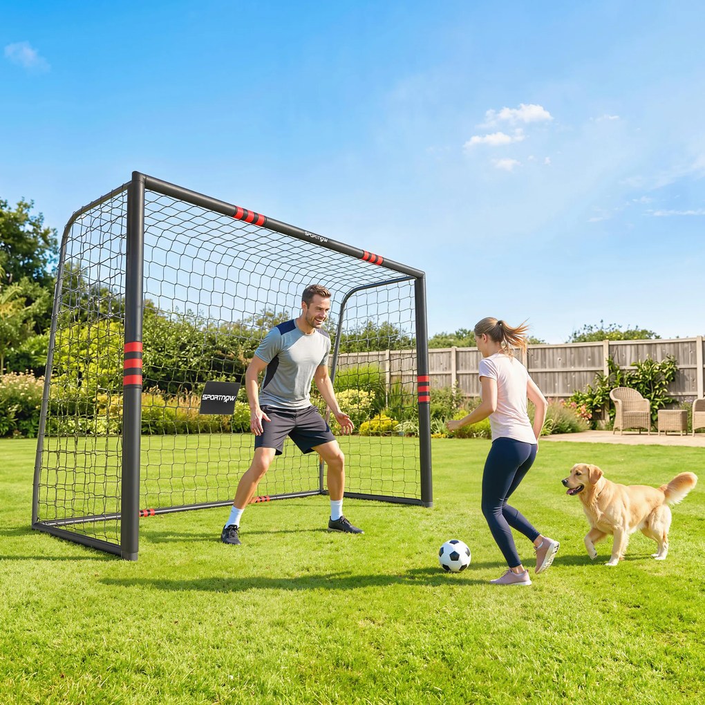 SPORTNOW Fotbalová branka pro zahradu 300 x 200 cm, robustní venkovní branka s polstrováním sítě, zemní kotvy, antikorozní povrch
