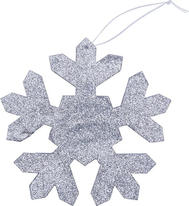 Vánoční ozdoba vločka I, pr. 15 cm, stříbrná, překližka, venkovní