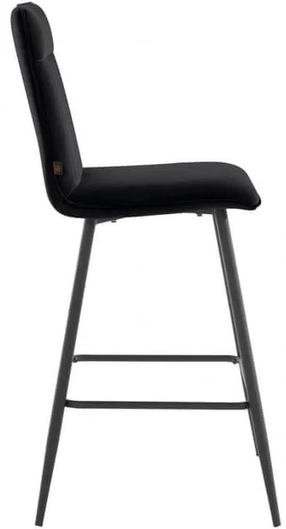 Danish style Barová židle Zelta (SADA 2 ks), samet, černá