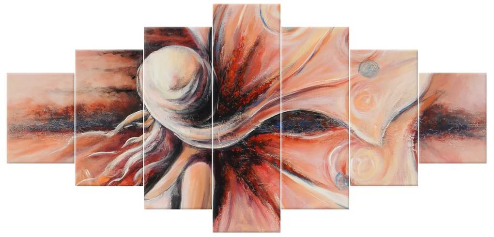 Gario Ručně malovaný obraz Tajemná neznámá - 7 dílný Rozměry: 210 x 100 cm