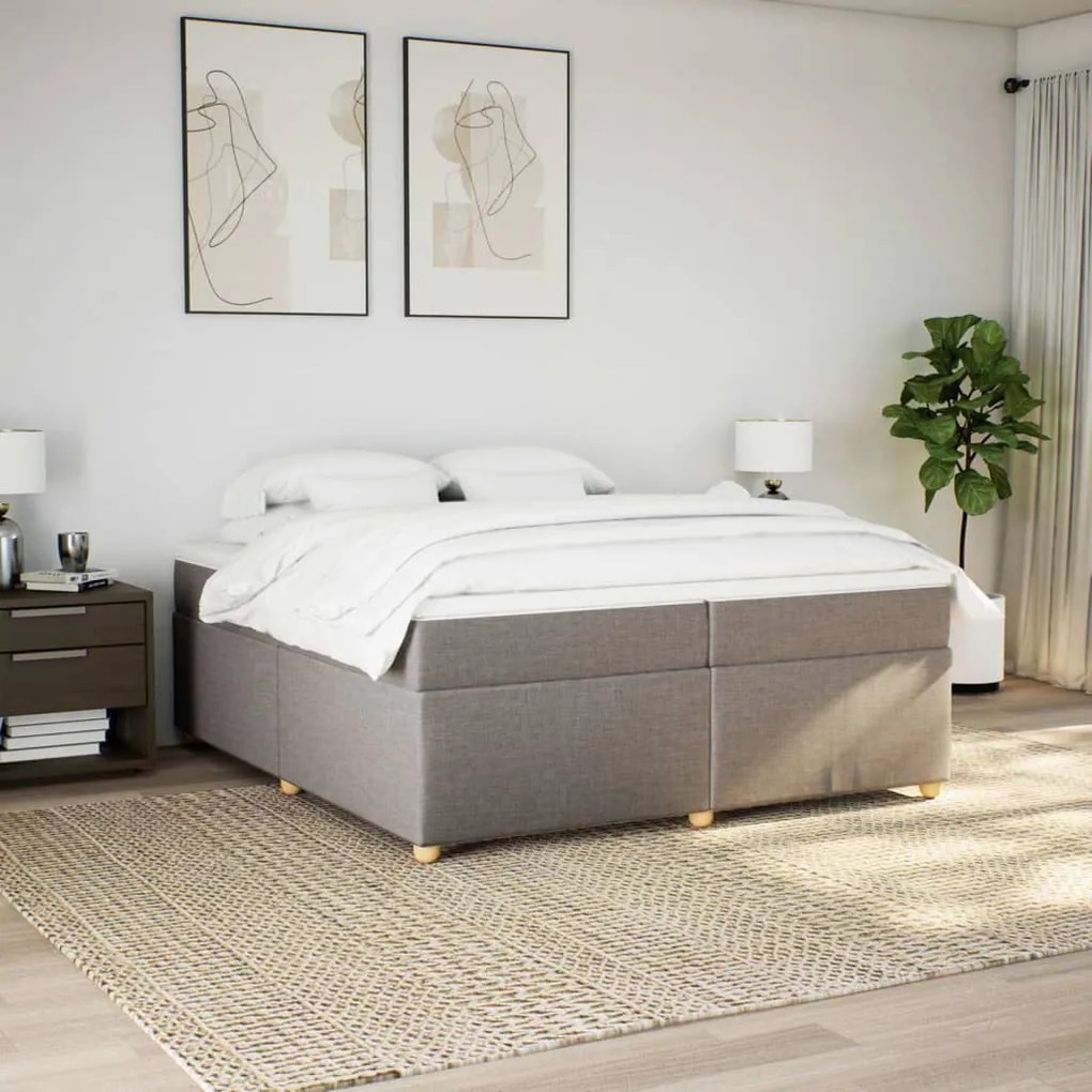 Box spring postel s matrací taupe 200x200 cm textil 3285405