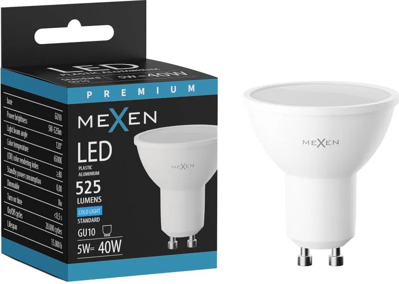 Mexen Nova LED žárovka GU10, 5W, Studená - 6500K, 525 lm - L107-GU10-0565-01