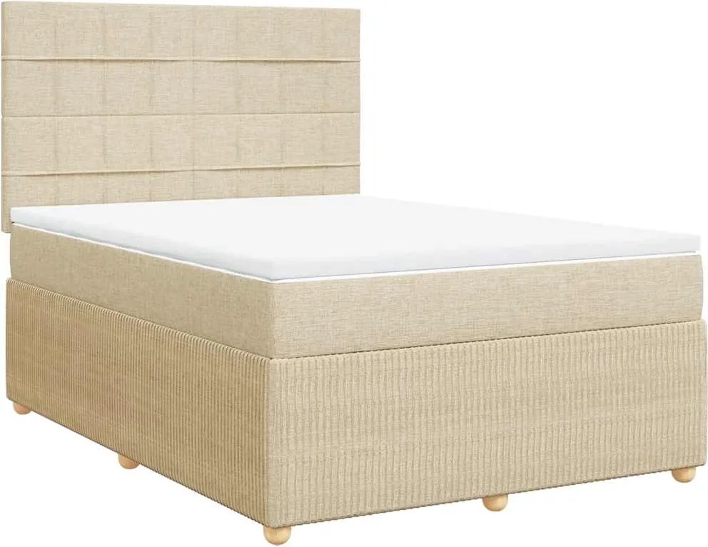 Box spring postel s matrací krémová 140x190 cm textil 3292056