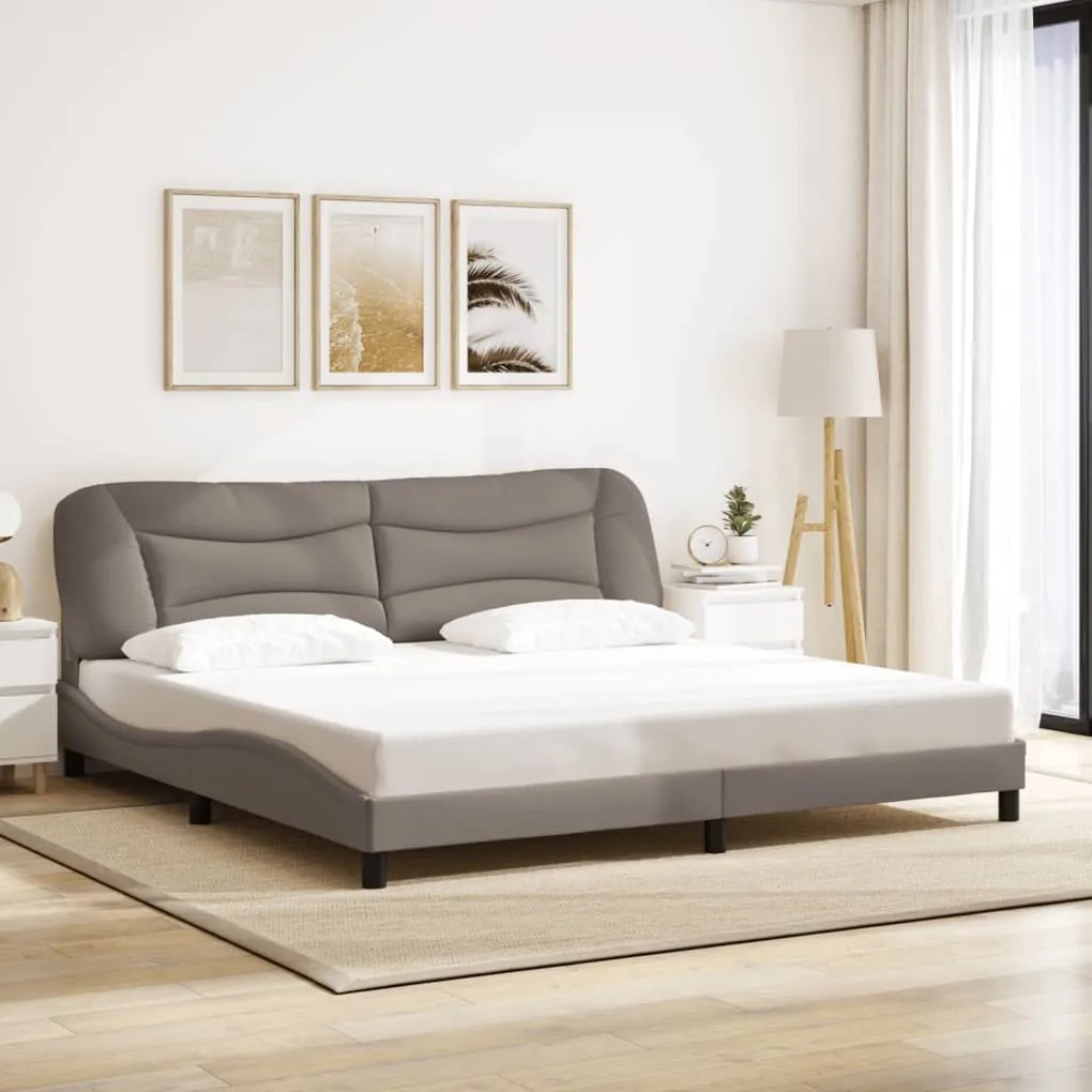 Rám postele s LED bez matrace Hvar taupe 200 x 200 cm textil 3213729