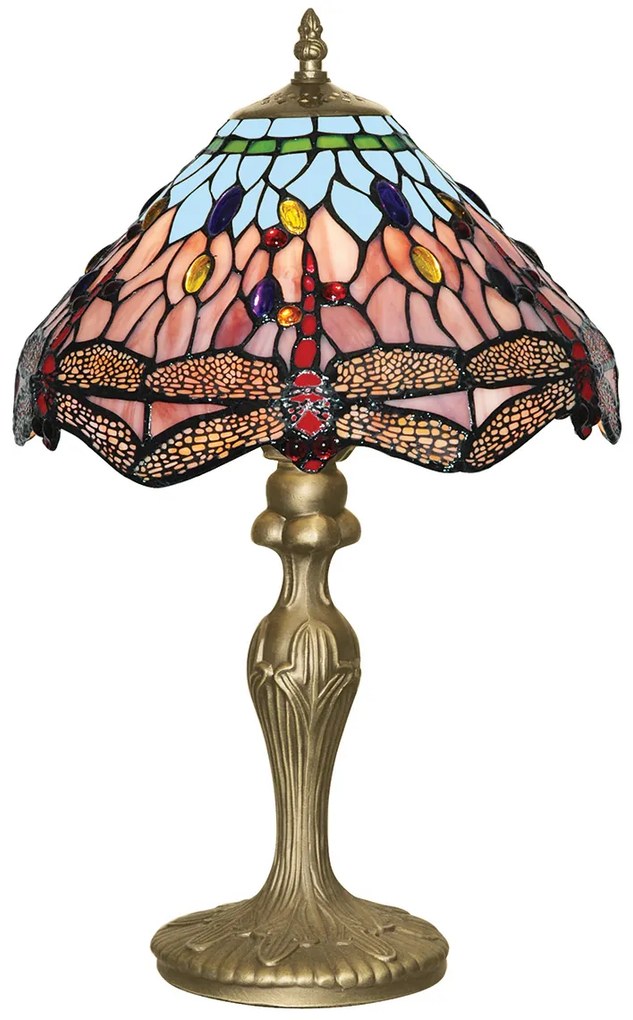 SEARCHLIGHT Vitrážová stolní lampa s vážkami DRAGONFLY
