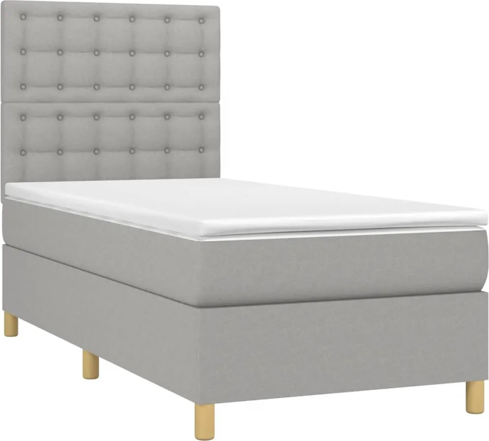 Box spring postel s matrací světle šedá 90x190 cm textil 3142617
