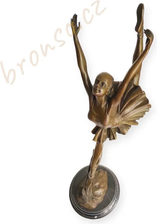 Skákající baletka – ohromující bronzová socha, elegantní umělecká dekorace inspirovaná tancem (Baletní skok – velká bronzová socha)
