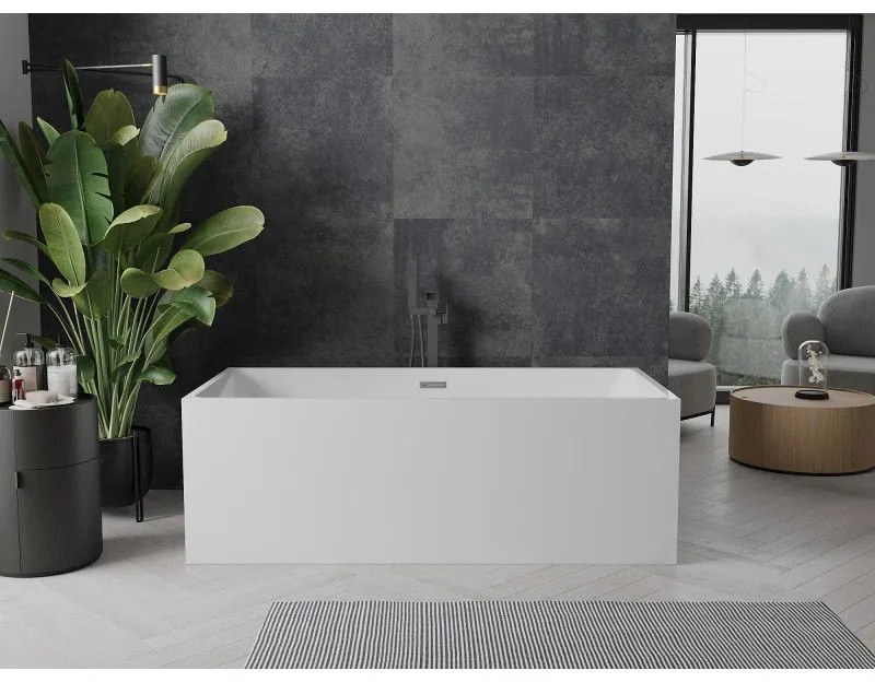 Mexen Nita, volně stojící vana 170 x 80 cm, bílá, grafitový přepad, 52091708000-66