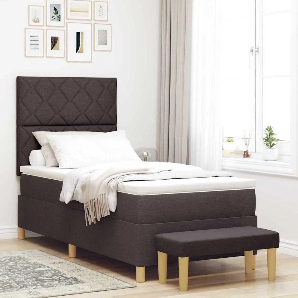 Postel s boxspringem s čelo Tmavě hnědá 200 x 100 cm textil 3344355