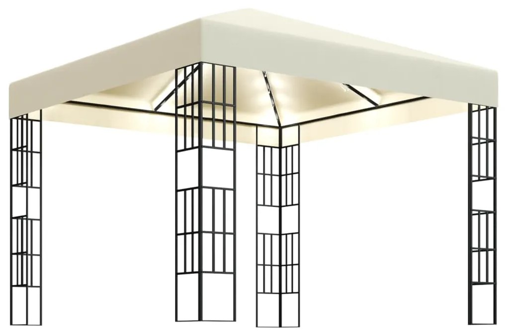 vidaXL Marketos Altán se světelnými LED řetězy 3 x 3 m krémový