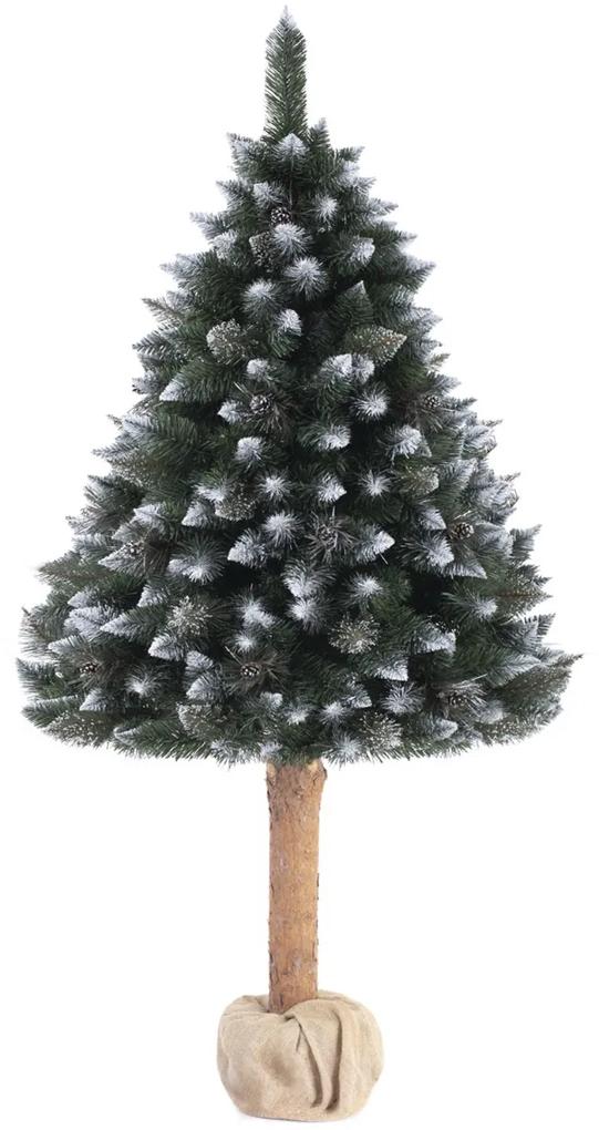 Zasněžený vánoční strom na kmeni Šišky 220 cm Skandinávský BELLS