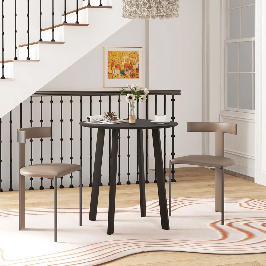 HOMCOM Jídelní stůl Kulatý kuchyňský stůl Odkládací stolek Jídelní stůl se zkosenými nohami do kuchyně Jídelna Obývací pokoj Moderní design Černá 72 …