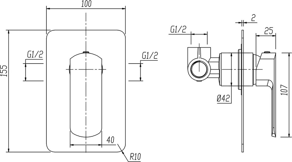 Sapho Sapho, MIXONA podomítková sprchová baterie, 1 výstup, chrom, MG041