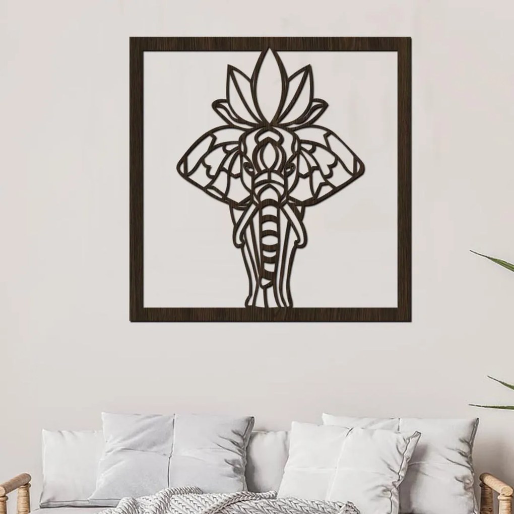 dřevo života Dřevěný obraz HINDU SLON Zvolte rozměr (cm): 95x95, Zvolte barvu dekoru: Černá