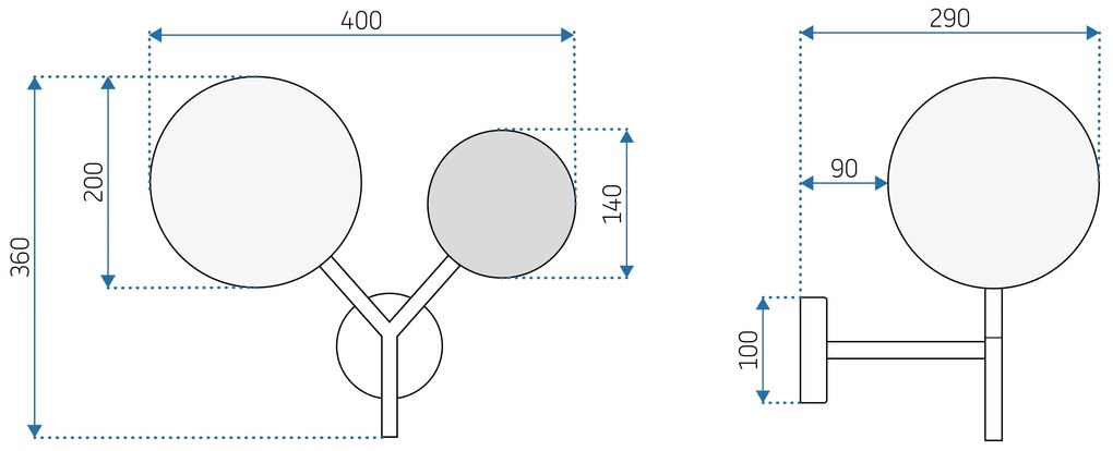 Toolight - nástěnná skleněná lampa E27 60W APP1012-2W, zlatá, OSW-09481