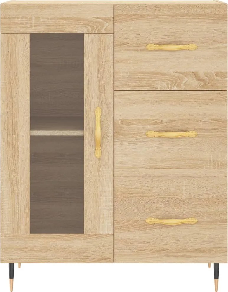 vidaXL Skříň highboard 69,5 x 34 x 180 cm kompozitní dřevo [3199924] Barva: kouřový dub
