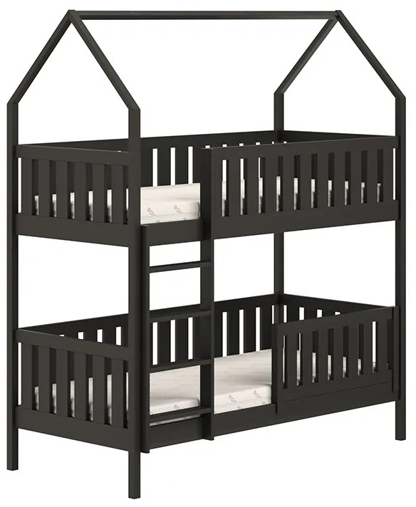 Dětská patrová domečková postel Nemos 80x180 - černá