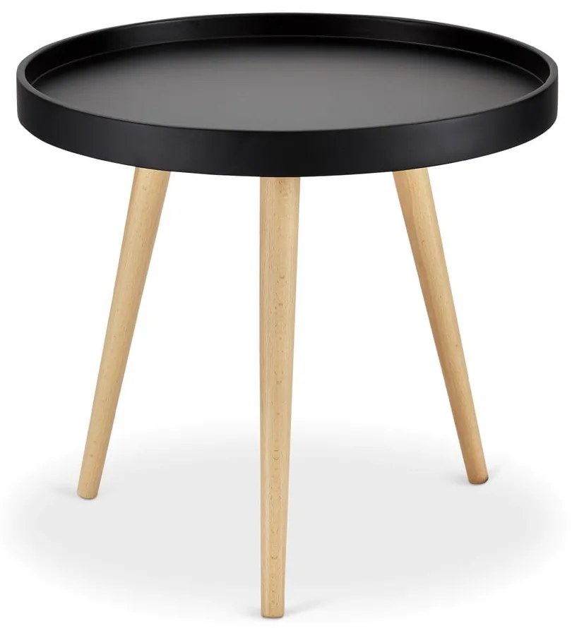 Černý konferenční stolek s nohami z bukového dřeva Furnhouse Opus, Ø 50 cm
