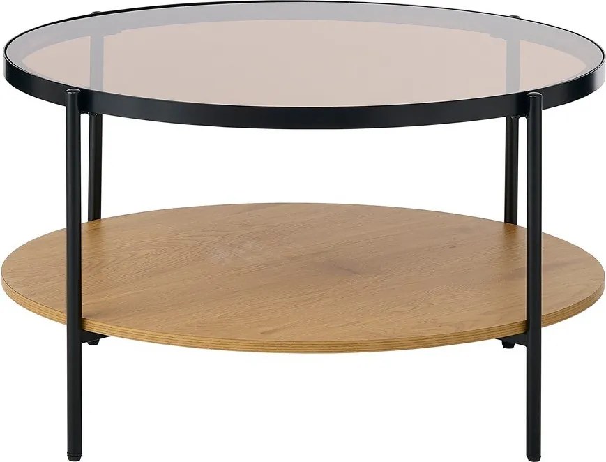 Kulatý konferenční stolek se skleněnou deskou v přírodní barvě ø 84 cm Hassel – Unique Furniture