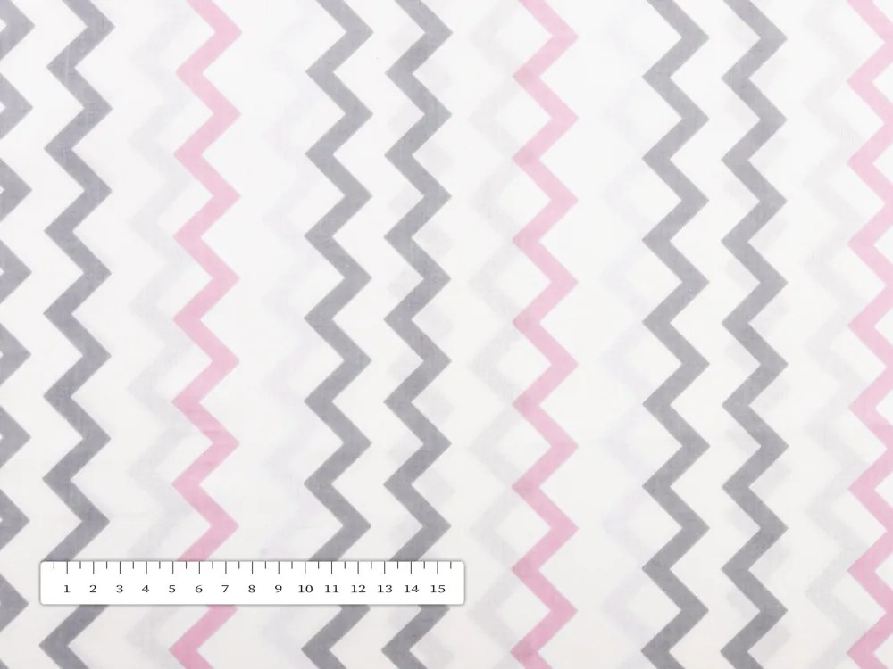 Biante Bavlněný čtvercový ubrus Sandra SA-124 Růžovo šedé cik-cak proužky 100x100 cm
