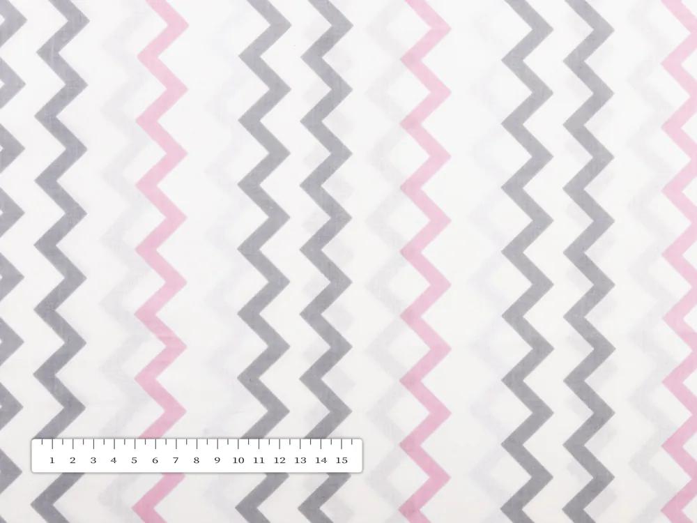 Biante Bavlněný čtvercový ubrus Sandra SA-124 Růžovo šedé cik-cak proužky 150x150 cm