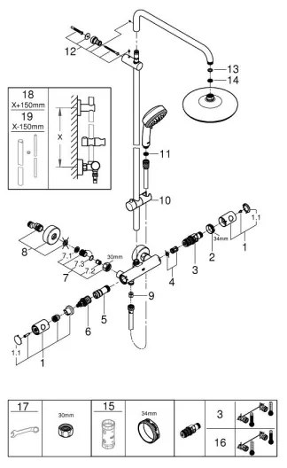 GROHE 27922001 - Sprchová sada TEMPESTA COSMOPOLITAN 210 lesklý chrom