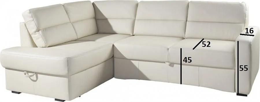 Casarredo - Komfort nábytek Rohová sedací souprava EDGAR rozkládací, s úložným prostorem, kůže | potah: kůže Madras white,Vyberte si provedení rohu:: roh na pravé straně