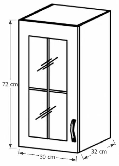 Horní kuchyňská skříňka se sklem G30S Provense (bílá + sosna andersen) (L). 1015176