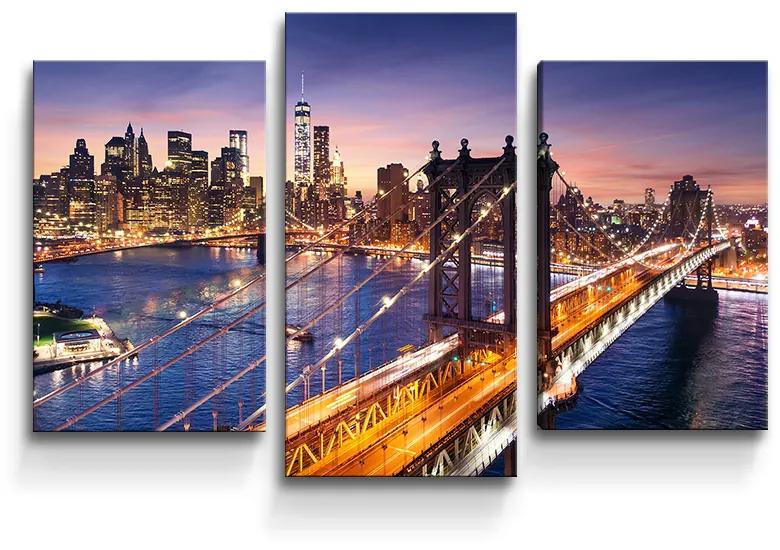 Sablio Obraz - 3-dílný Most v New Yorku - 75x50 cm