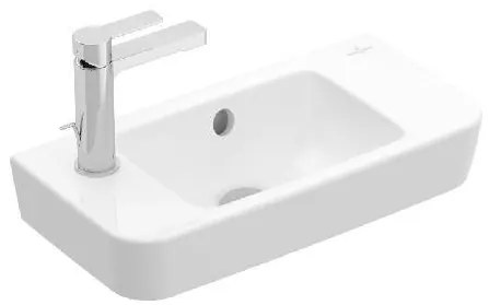 Villeroy & Boch O.novo - Umývátko Compact 500x250 mm, s přepadem, otvor pro baterii vlevo, AntiBac, CeramicPlus, alpská bílá 4342L5T2