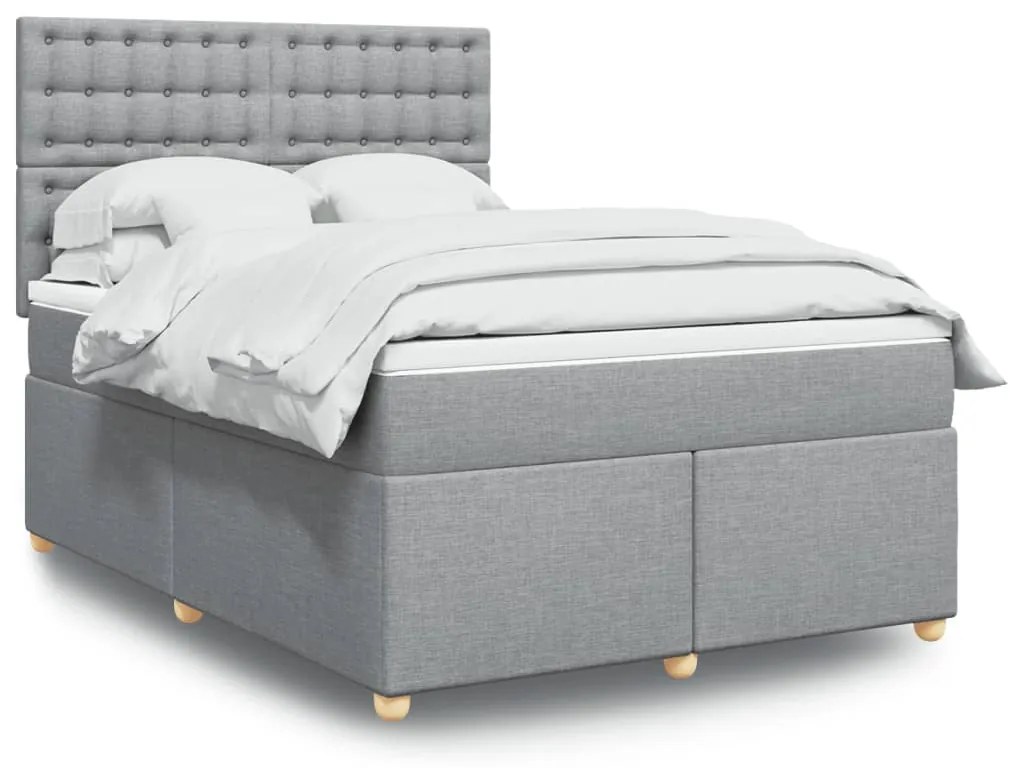 Box spring postel s matrací světle šedá 140 x 200 cm textil 3293617