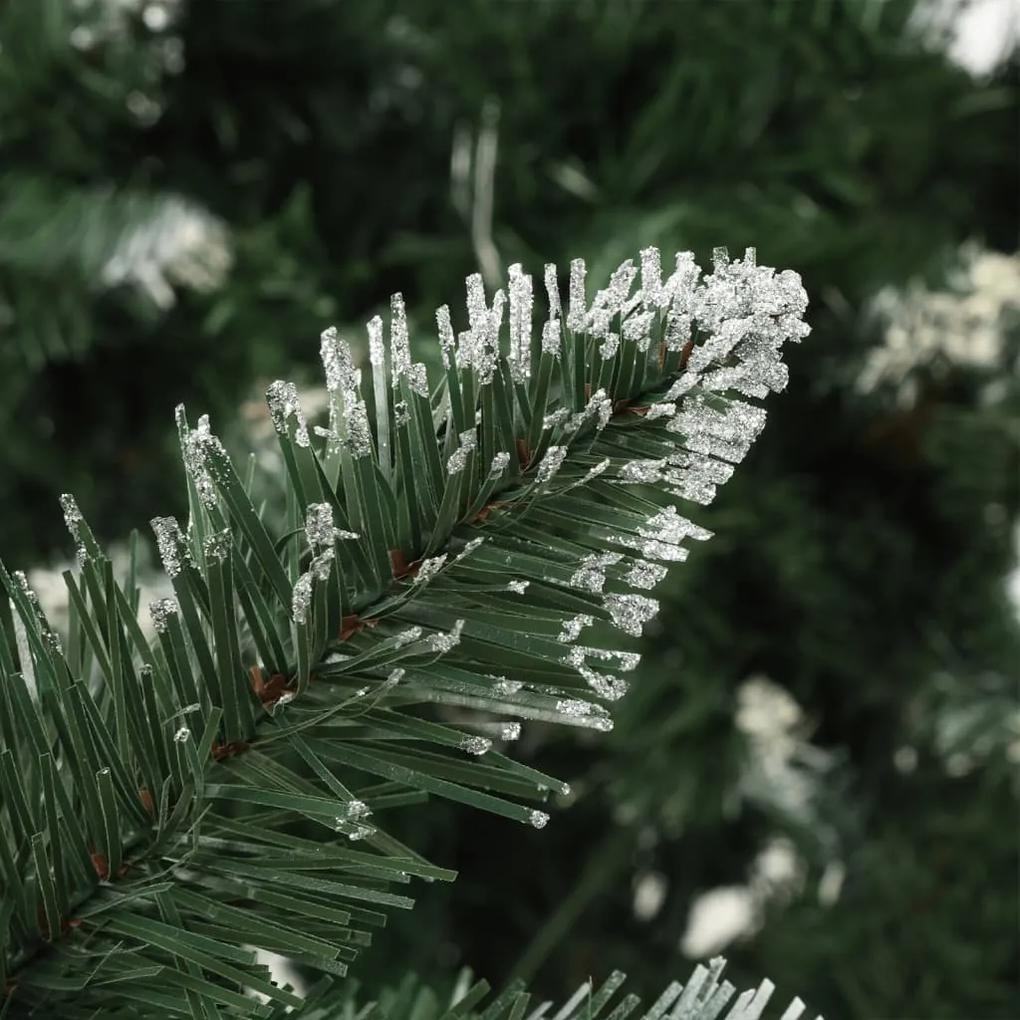 vidaXL Umělý vánoční stromek s LED osvětlením a šiškami 210 cm [3077748] Barva: Zelená a bílá