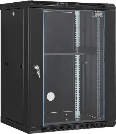 15U Síťový server pro montáž na stěnu Skříňka skříně 45,7 cm Skleněný zámek dveří