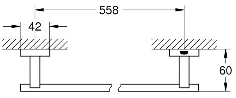 GROHE 40509AL1 - Držák na osušky ESSENTIALS CUBE 600 mm grafit