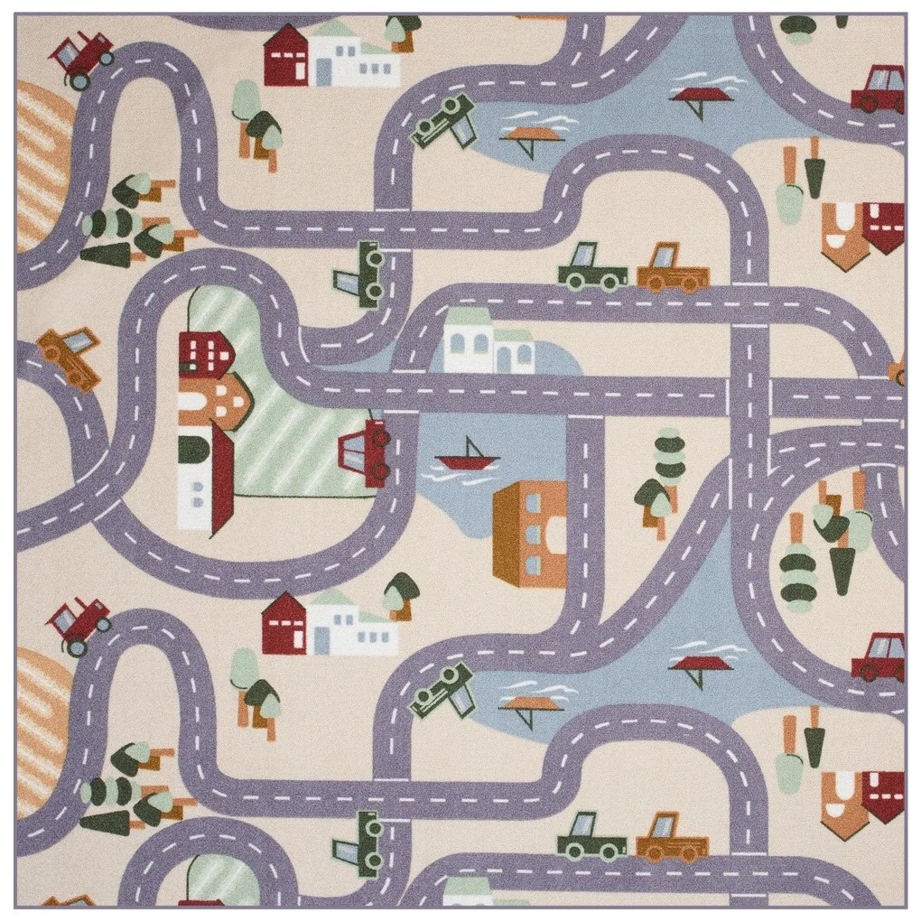 Vopi, Dětský kusový koberec Scanroad 39 čtverec, 60x60, vícebarevná, dětský pokoj