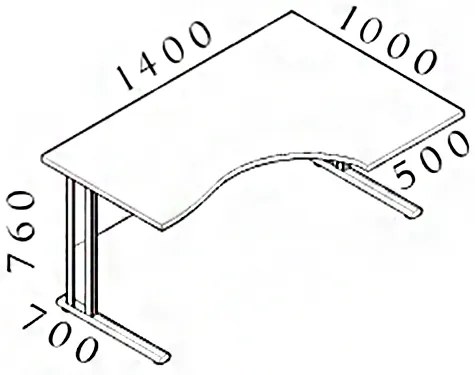 Ergonomický stůl Visio 140 x 100 cm, pravý, bílá
